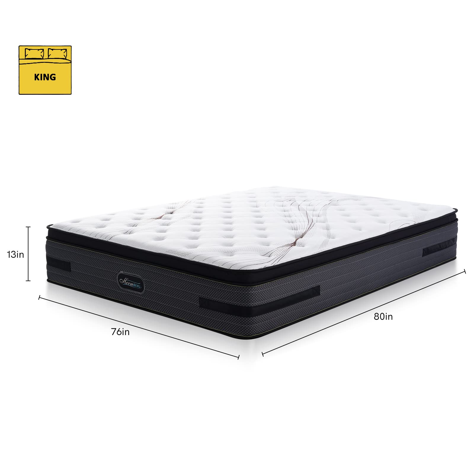 King Mattress, BAENIGHT 13β Hybrid Mattress in a Box with Motion Isolation & Strong Edge Support & Pressure Relief, Individual Pocket Spring and Gel Memory Foam, Medium Feel, Cooler Sleep