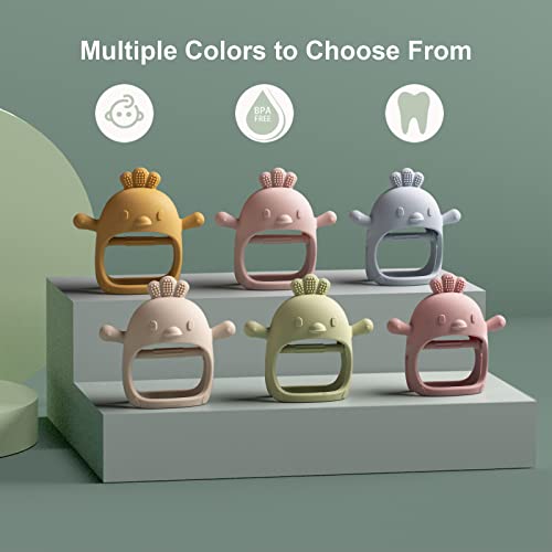 Silicone Baby Teether Toy .Dust-Proof Infants Chew Toys & Soothing Pacifier 2-in-1,Anti-Dropping Silicone Baby Wrist Teether Soothing Pacifier(1 Packs) Beige
