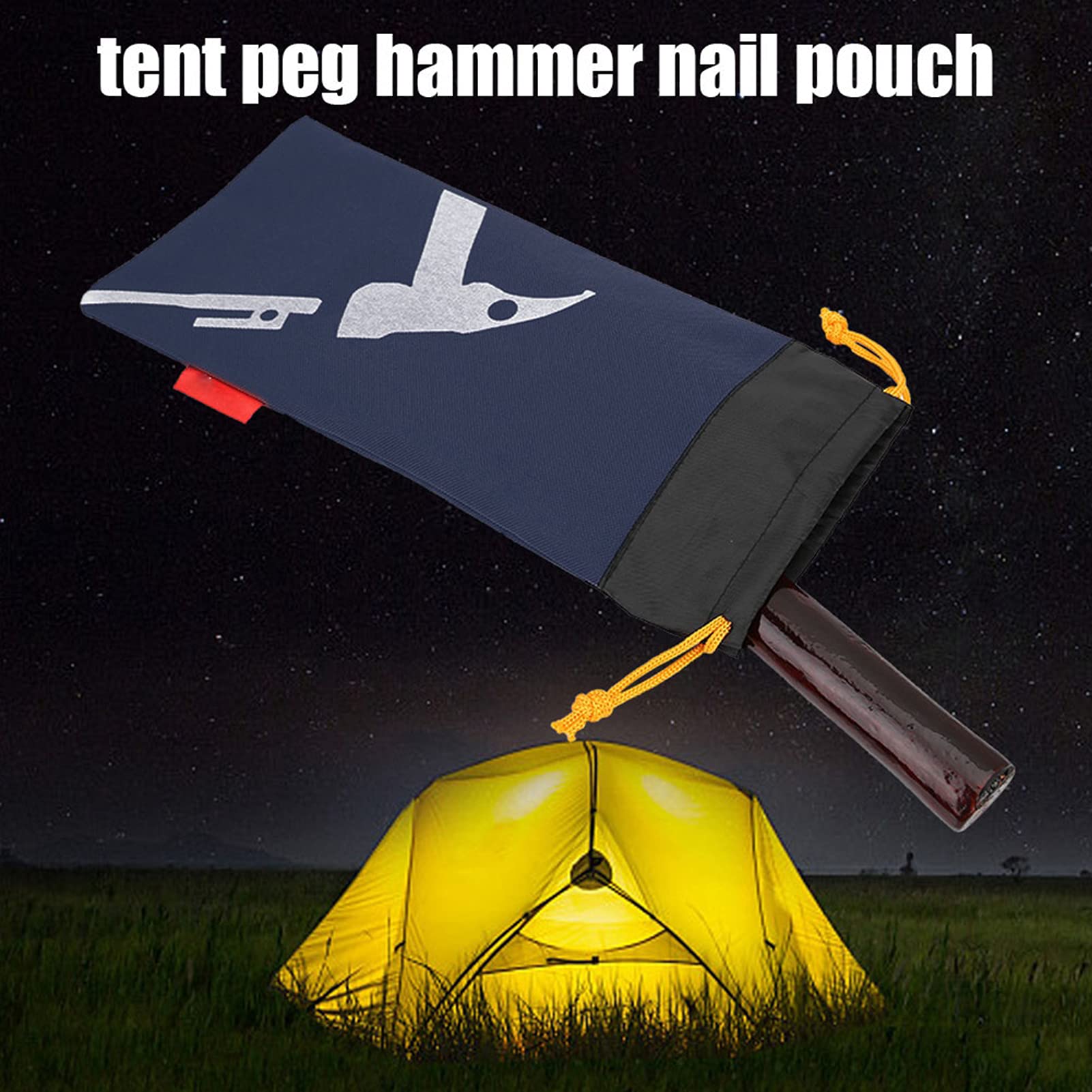 plplaaoo Multifunctional Camping Tent Storage Bag, Tent Stakes Bag, Portable Tent Hammer Bag Hammer Nail Pouch for Hiking Camping Tent Hammers and Other Accessoris(Black)