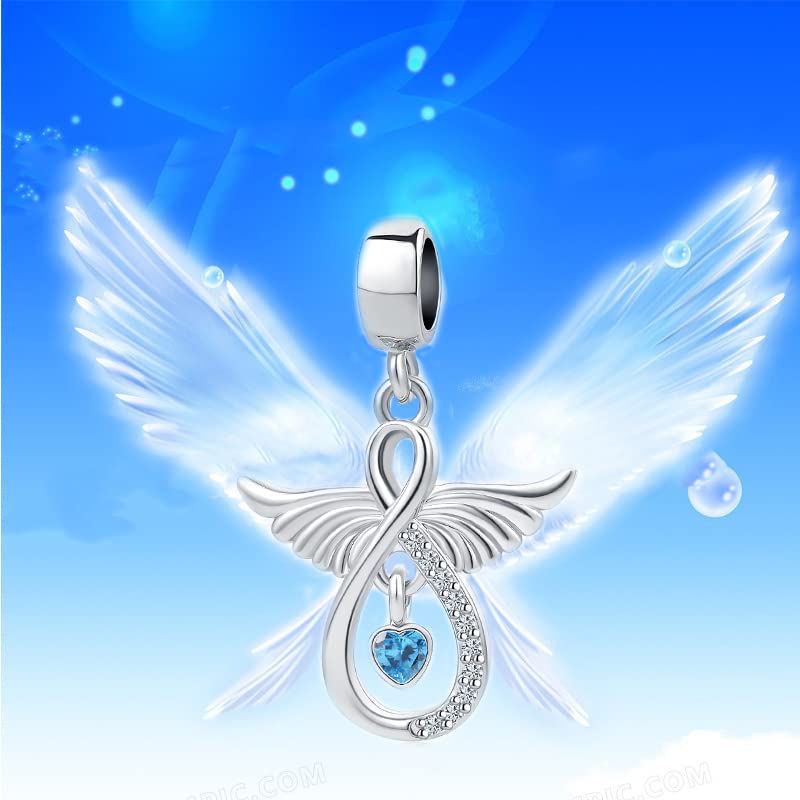 NanMuc Angel Wings Charms for Pandora Bracelets Necklace Women Heart Crystal Infinity Mom Birthday