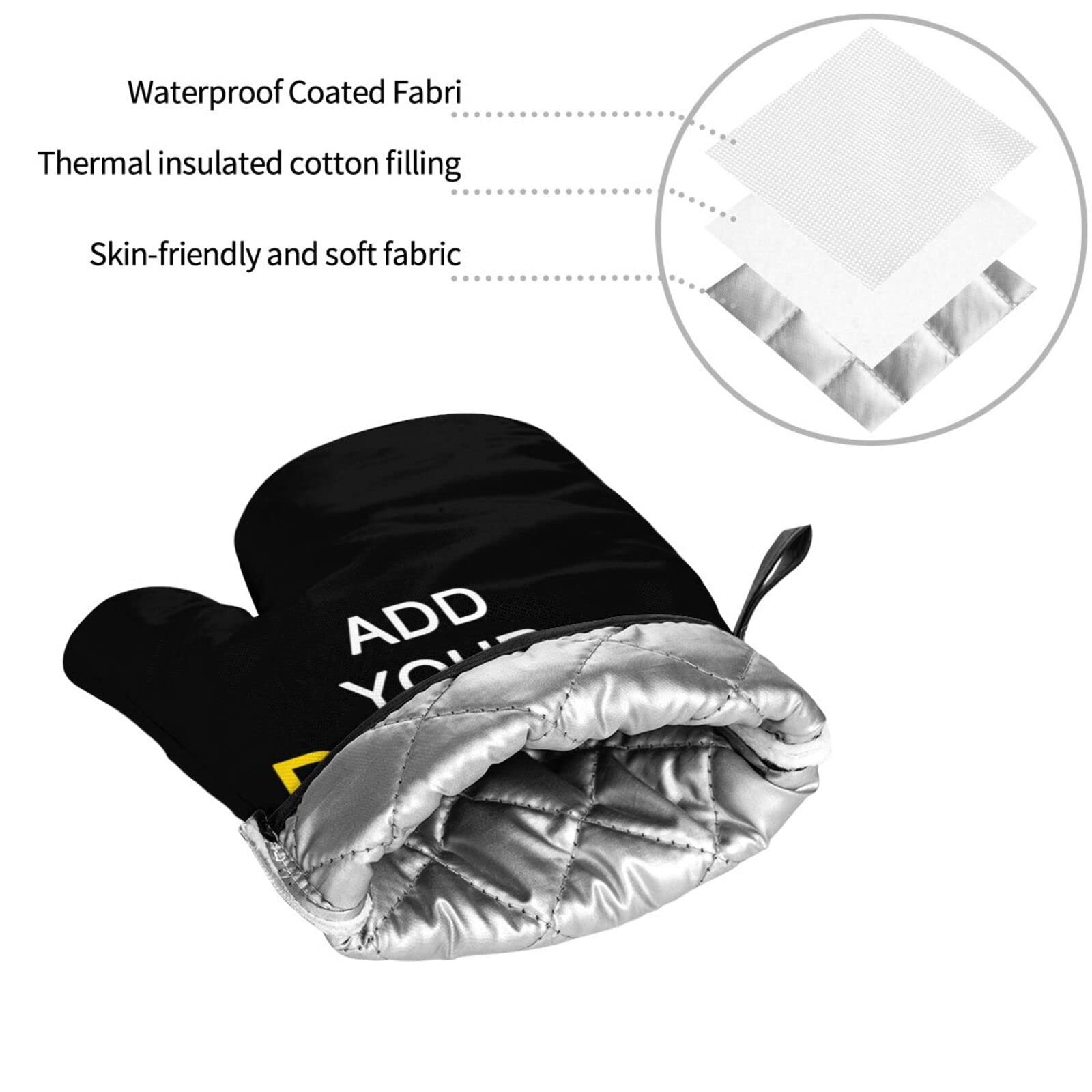 Personalized Heat Resistant Oven Mitts and Pot Holders Custom Picture Logo Text Customized Personalized Non-Slip Oven Mitt Set for Kitchen Cooking Baking Grilling Glove and Safe Mats Gift