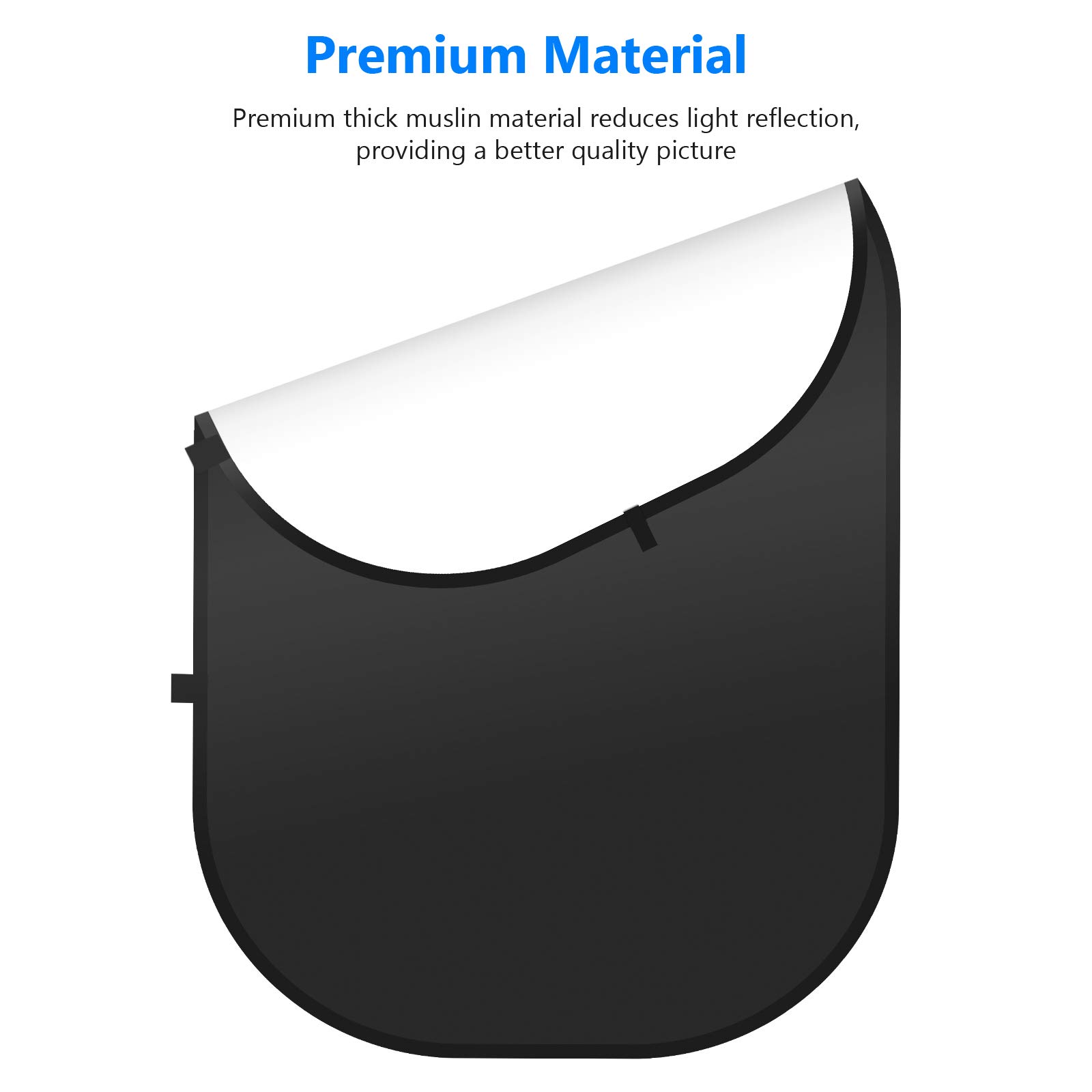NEEWER Chromakey Backdrops, Double Sided Black Screen and White Screen, 2 in 1 Collapsible and Reversible Background for Photography, Gaming and Live Streaming, 5'×6.6'/1.5m×2m (Black/White)