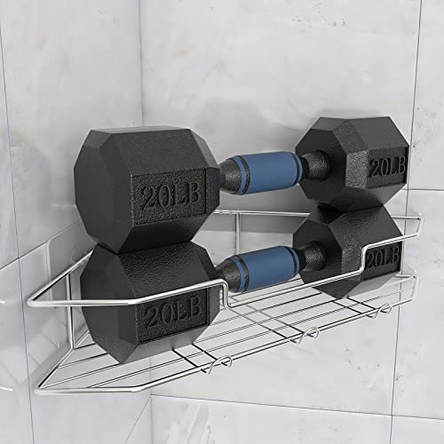 WESTREE Corner Shower Caddy Shelf Bathroom - No Drilling Traceless Adhesive Bathroom Storage Organizer, 2-in-1 Shower Holder Organizer Kitchen Shelves for Bathroom Kitchen
