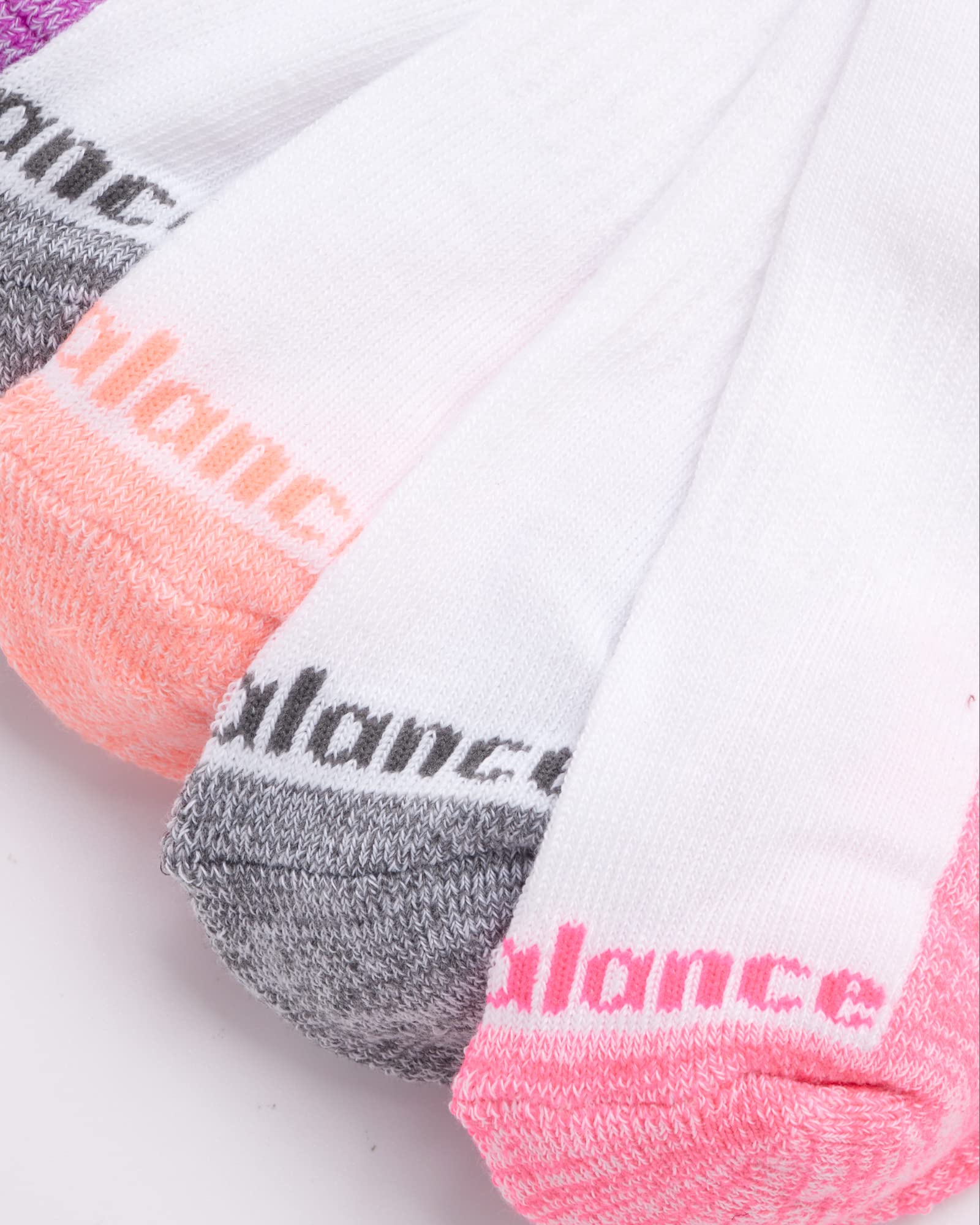 New Balance Girls' Athletic Low Cut Socks with Reinforced Heel and Toe (8 Pack), Size Medium, White Assorted
