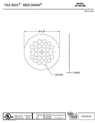 Tile Redi USA DP-RD-MB Redi Shower Drain Plate, Matte Black