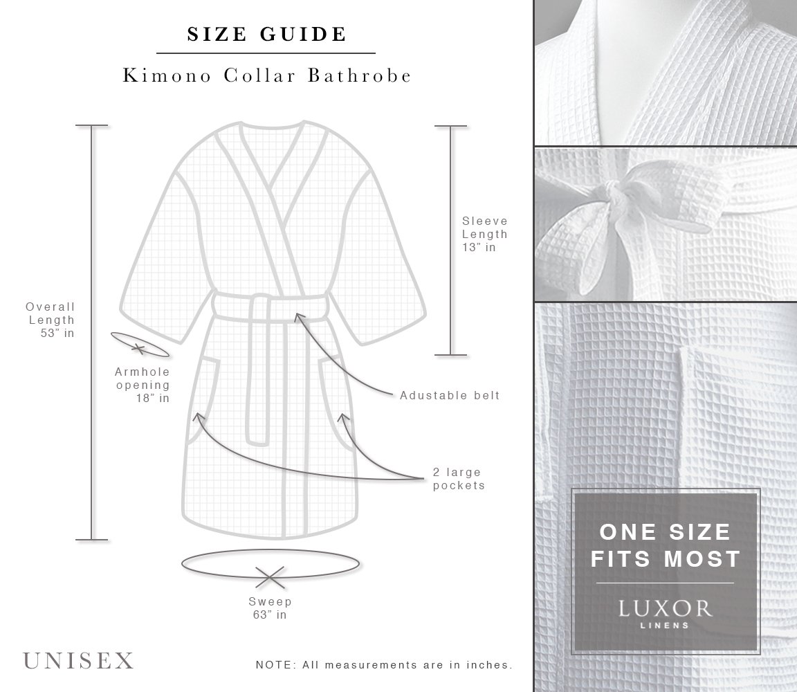 Luxor Linens LUXA HOUSE - Waffle Bathrobe - 100% Egyptian Cotton - Unisex/One Size Fits Most - Light Blue - One Size Fits Most