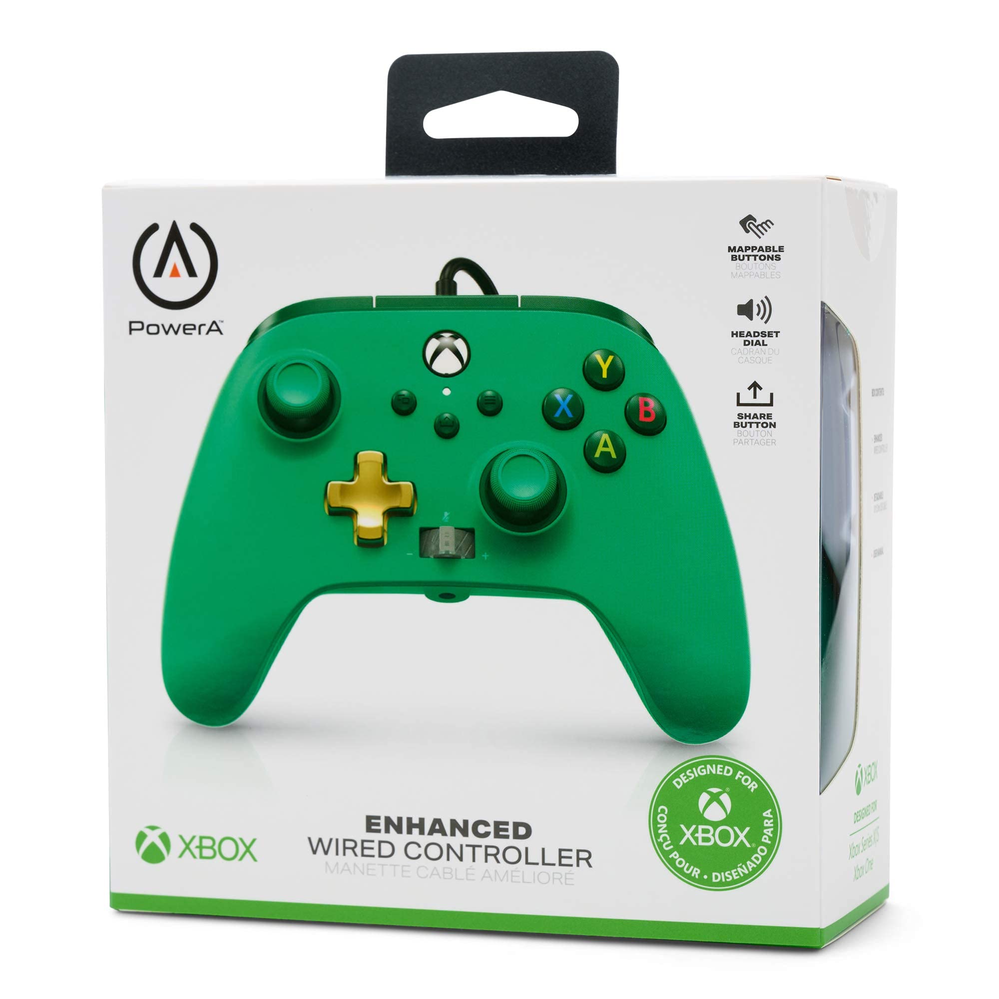PowerA Enhanced Wired Controller for Xbox Series X|S - Green, Gamepad, Wired Video Game Controller, Gaming Controller, Works with Xbox One - Xbox Series X (Renewed)