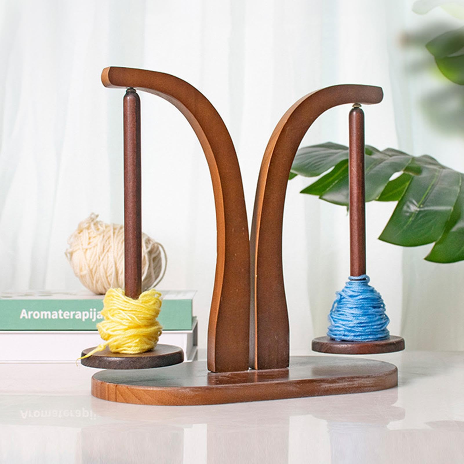 Yarn Holder for Two Yarn Balls, Magnetic Yarn Holder for Knitting and Crocheting, Wooden Yarn Spinner for Crochet, Crochet Accessories
