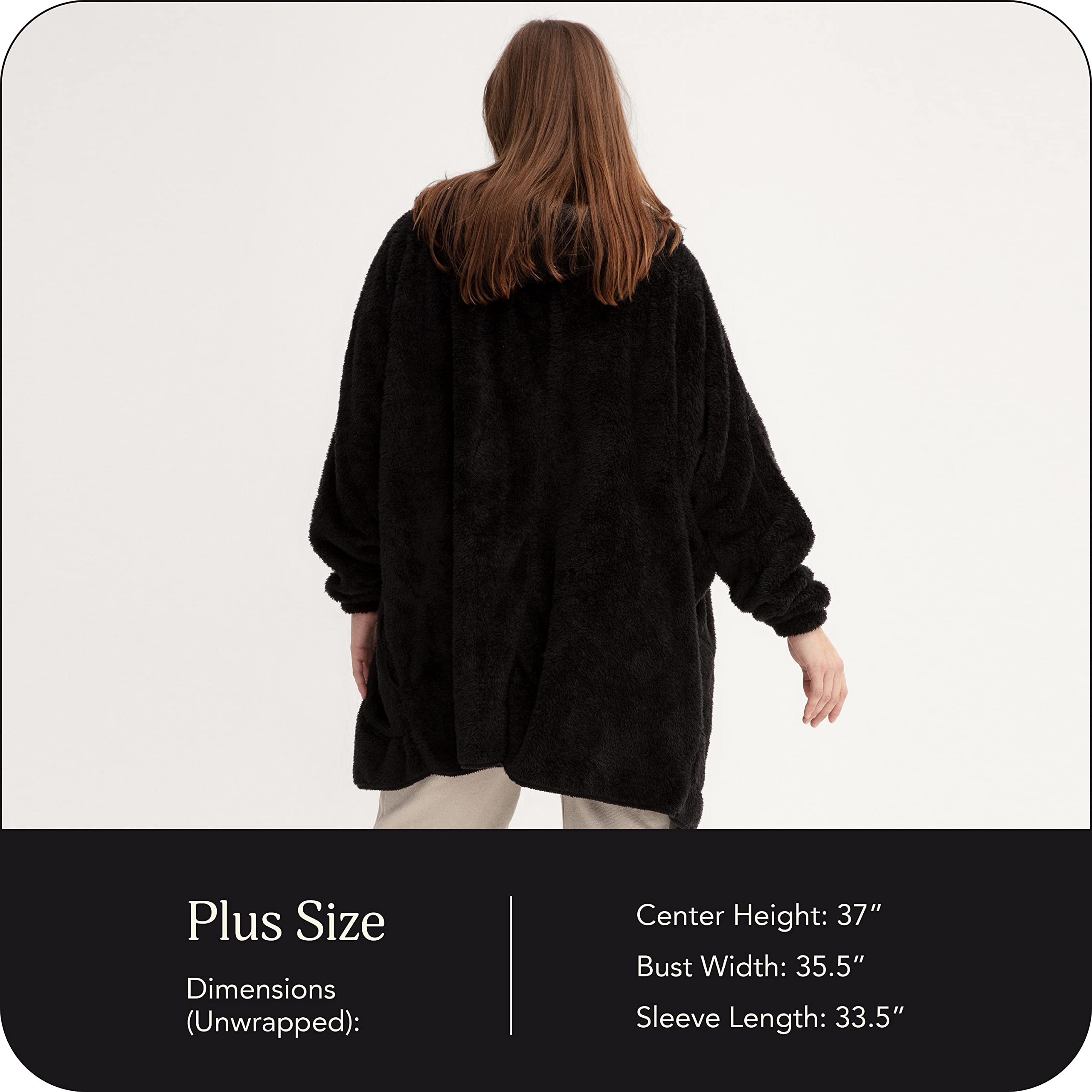 UnHide Shleepy Faux Fur Robe - Lightweight, Extra Soft, & Warm Wearable Blanket - Machine Washable - Night Owl - Plus Size
