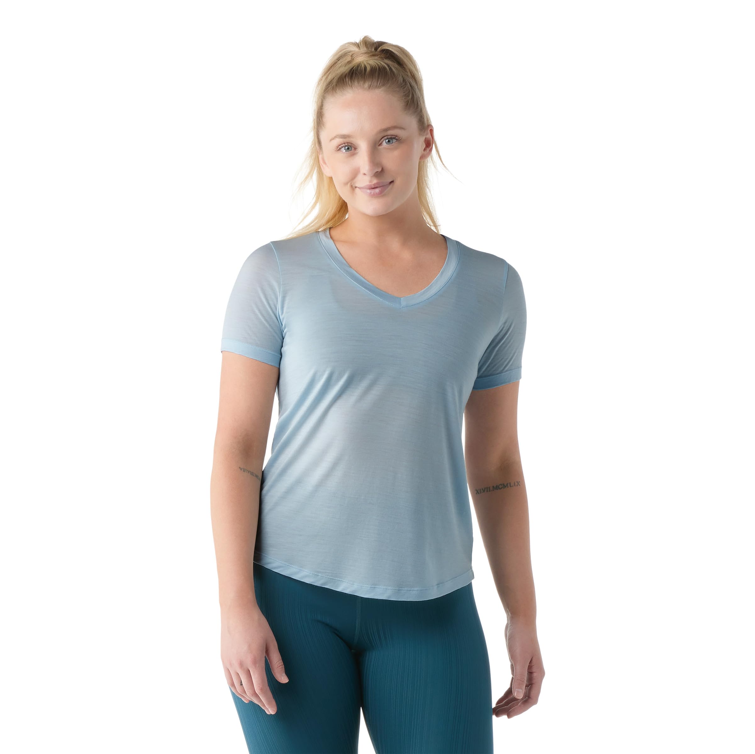 Smartwool Women's Active Ultralite Merino Wool Shirt β V-Neck Short Sleeve Tee (Regular Fit) Copper, X-Small
