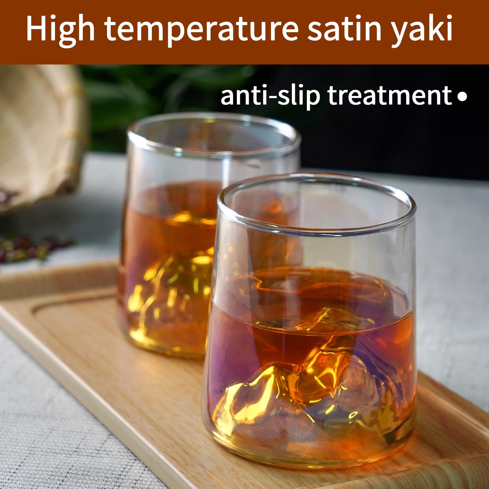 MOOFFZ Whisky Wine Cup Mountain View Tibetan Mountain Cup Fuji Mountain Glass Cup Japanese Household Heat Resistant Handmade Red Wine Cup