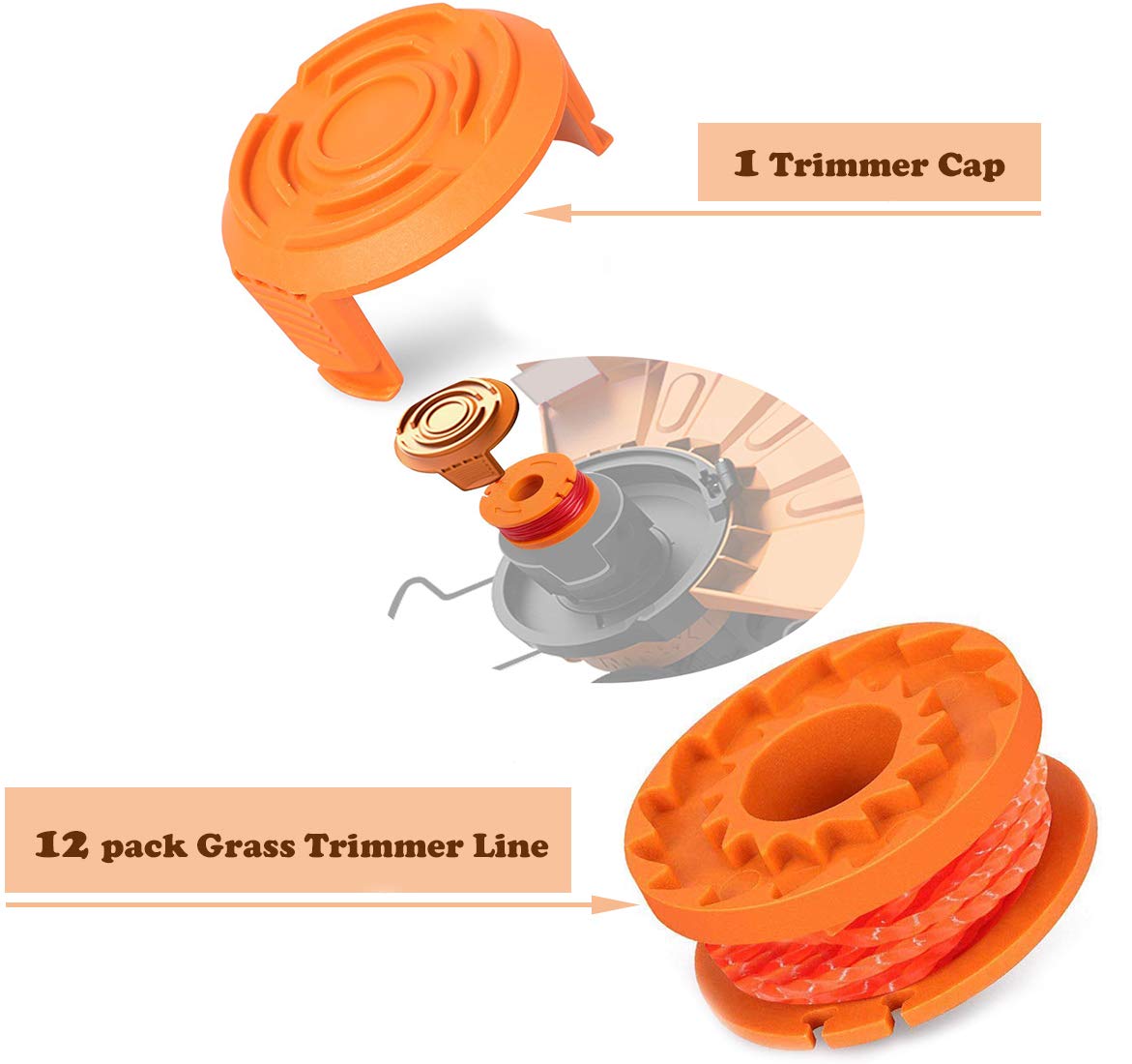 Line String Trimmer Replacement Spool,10ft 0.065" Replacement Autofeed Edger Spool Compatible with Worx WG180 WG163 WG175 WA0010 (13 Pack) Weed Eater String,Weed Wacker Spool Replacement Parts