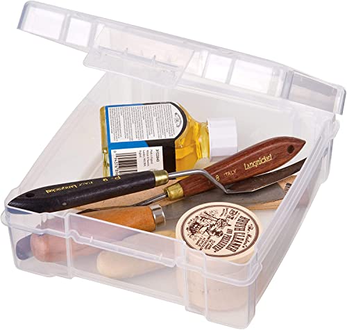 Westlake Art Storage Box Clearview 6"X6" Box, Art & Craft Organizer With Secure Latch, Versatile Plastic Storage Case For Small Tools - Bundle Fabric Measuring Tape [Pack Of 3]