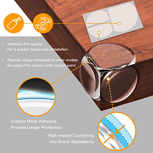LVEHO Corner Protectors, Clear Corner Guards, Super Soft and Transparent, Baby Proofing, Strong Acrylic Adhesive 2.0, Tasteless, 28 Pack