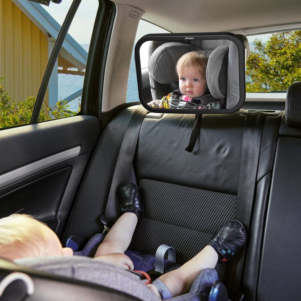 𝐌𝐎𝐍𝐎𝐉𝐎𝐘 Baby Car Mirror for Back Seat, Baby Car Seat Mirror, Safety and Wide Baby Rear View Mirror to See Rear Facing Infants, Babies, Kids and Child
