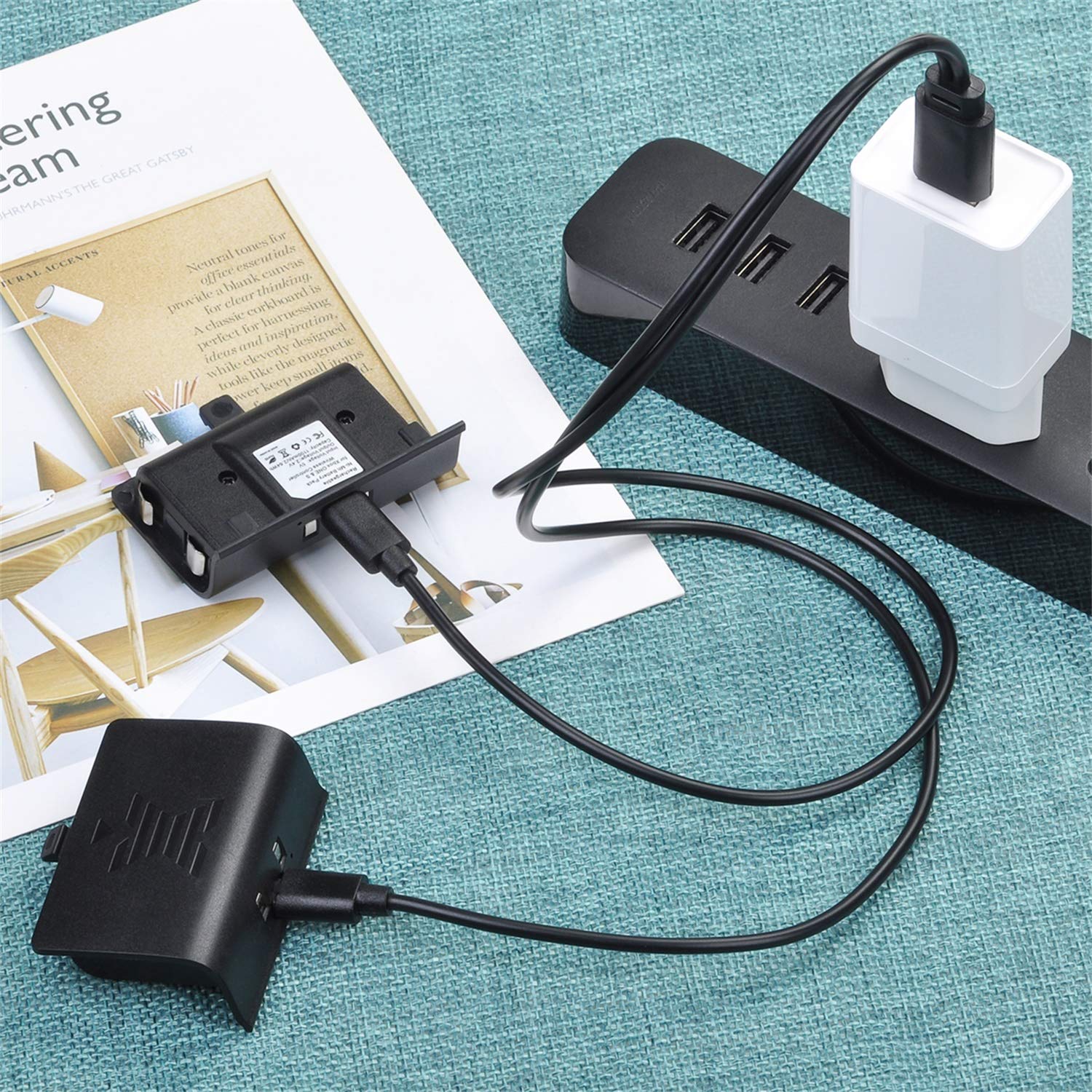 PowerTrust Rechargeable Battery Compatible with Xbox One Controller Battery with 2 in 1 Micro USB Cable and Charge Kit for Xbox One/One S/One X/Elite Wireless Controller
