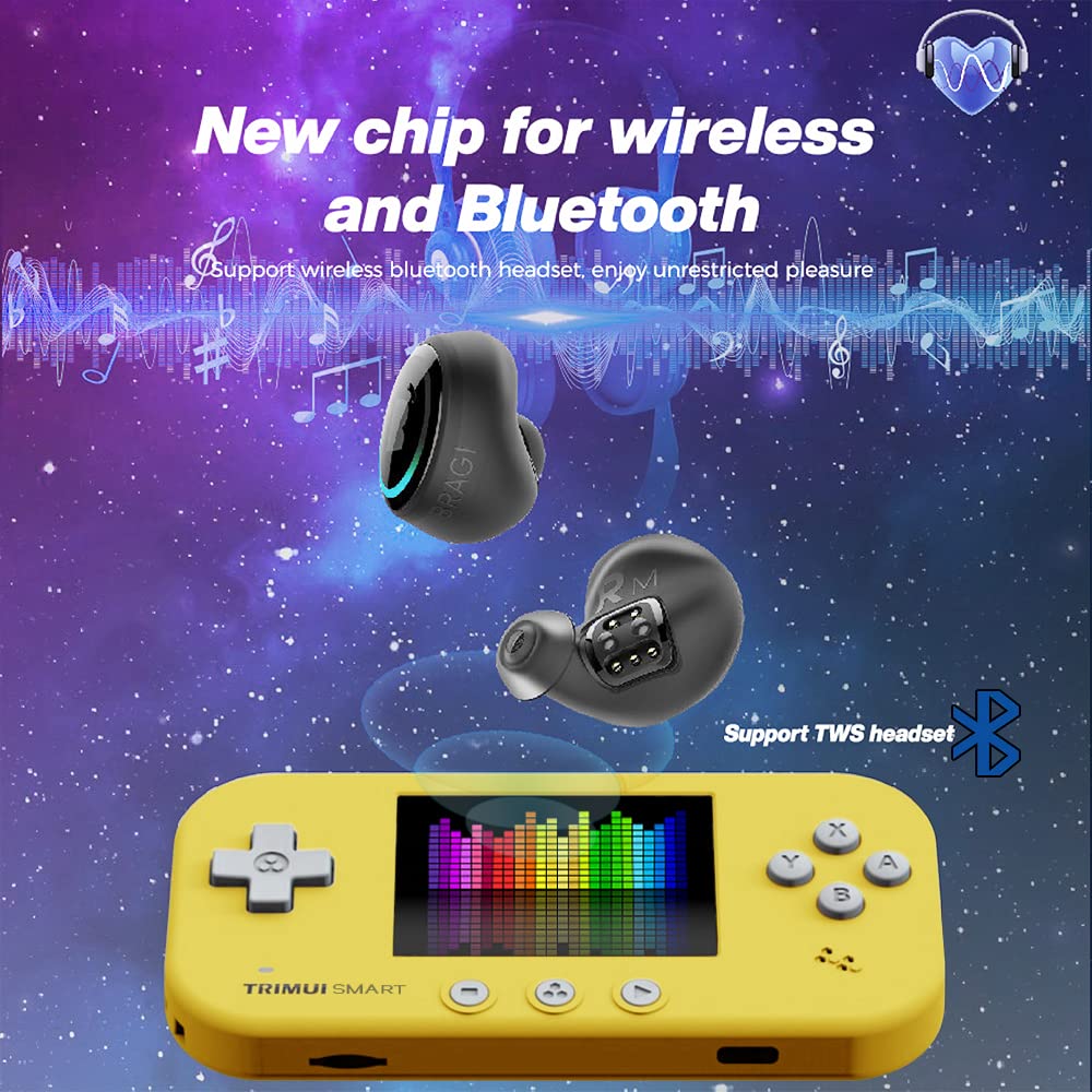Trimui Smart Handheld Game Console 2.4 inch Mini Retro Hand Held Games Console Classic Games Built-in Rechargeable Battery Portable Style Hand-held Video Game Consoles System Yellow