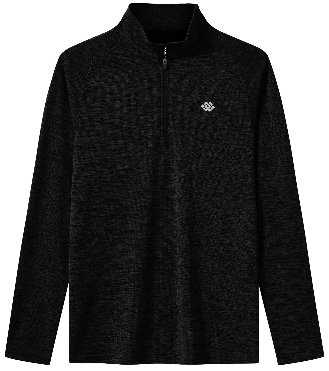MoFiz Mens Quarter Zip Pullover Dry Fit Running Hiking Shirt Long Sleeve Shirts Lightweight Athletic Top Black XL