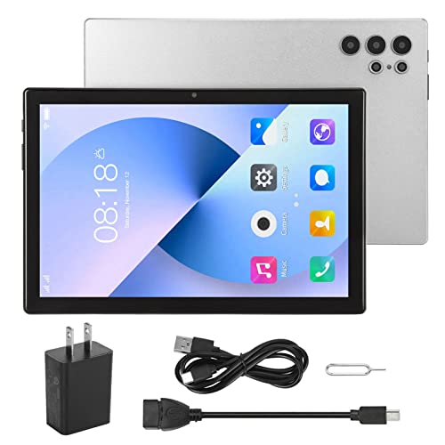 MAVIS LAVEN WiFi Computer Tablet, 8 Core MT6753 CPU 8MP 24MP Dual Camera Tablet 100-240V US Plug 128GB ROM Dual Speakers for Office (Silver Gray)