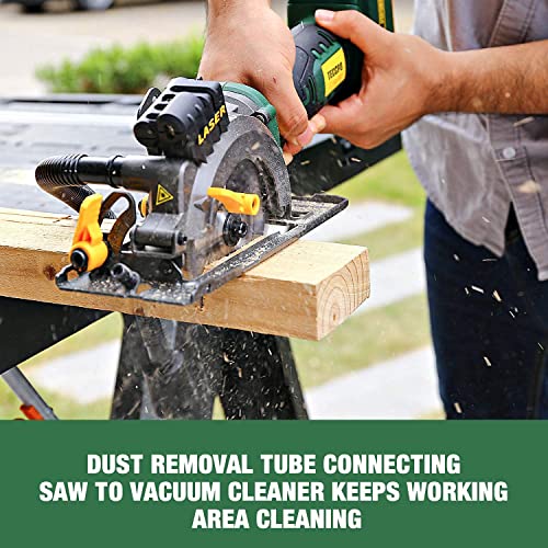 TECCPO Cordless Circular Saw, 4.0Ah 20V 4,500RPM Saw with Laser, 3 Blades(4-1/2"), Fast Charger, Max Cutting Depth 1-11/16''(90°), 1-1/8''(45°), for Wood, Plastic, Soft Metal and Tile Cuts - MTW510B