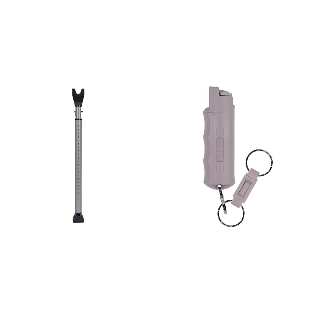 SABRE Adjustable 2-in-1 Door Security Bar & Easy to Use & Pepper Spray, Quick Release Keychain for Easy Carry and Fast Access, Finger Grip for More Accurate and Faster Aim