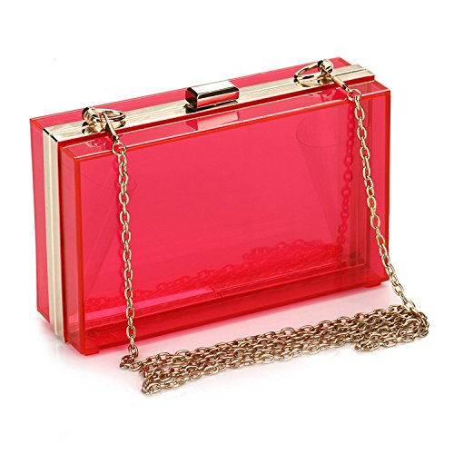 missfiona Womens See Through Acrylic Evening Clutch Candy Color Transparent Prom Hardbox Purse(Lime) 18 x 5 x 11 cm