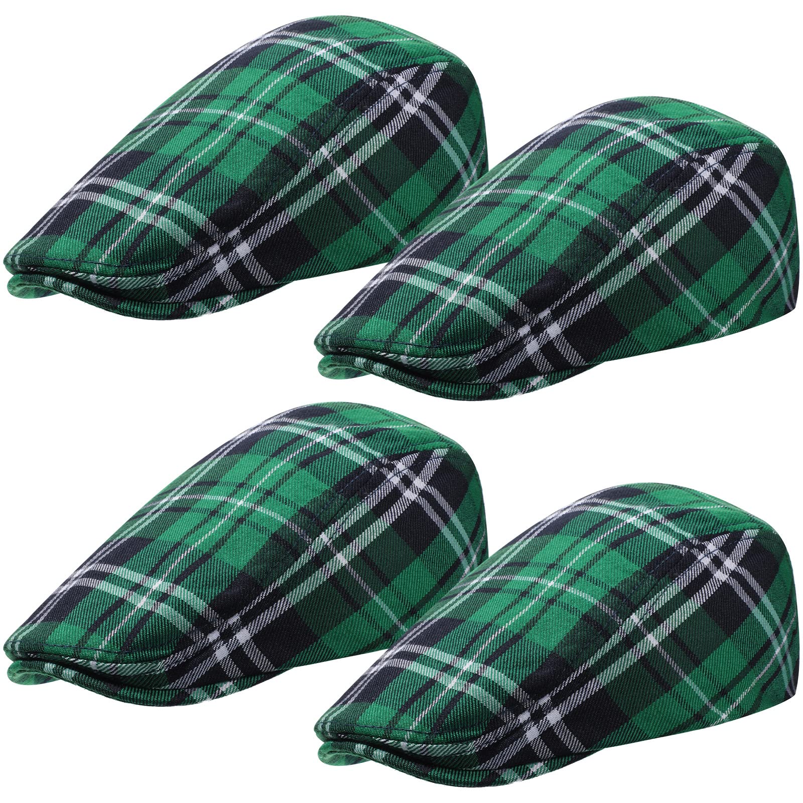 SATINIOR 4 Pieces St. Patrick's Day Hat Newsboy Hat for Men Green Hat Flat Caps Hat for Party Costume Accessory