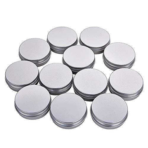 YQ 2 Oz Aluminum Tins Cans 28 Pack Round Storage Jars Containers Screw Lids Metal Tins Travel Tins Cosmetic Refillable Containers(Silver)