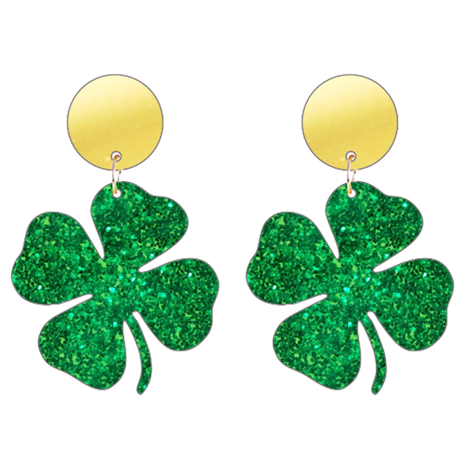 St. Patrick's Day Earrings for Women,Irish Shamrock Acrylic Dangle Earrings, Green Hat Clover Horseshoe Drop Earrings for Irish Festival (A)