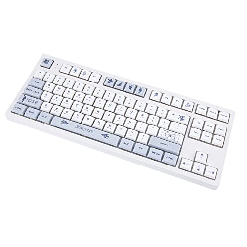 UniCusMech Custom PBT Low Shaft keycaps 124 Keys Dye Sublimation ANSI Layout Keycap for Mechanical Gaming Keyboard Gateron Cherry MX Switches(Space Rabbit)