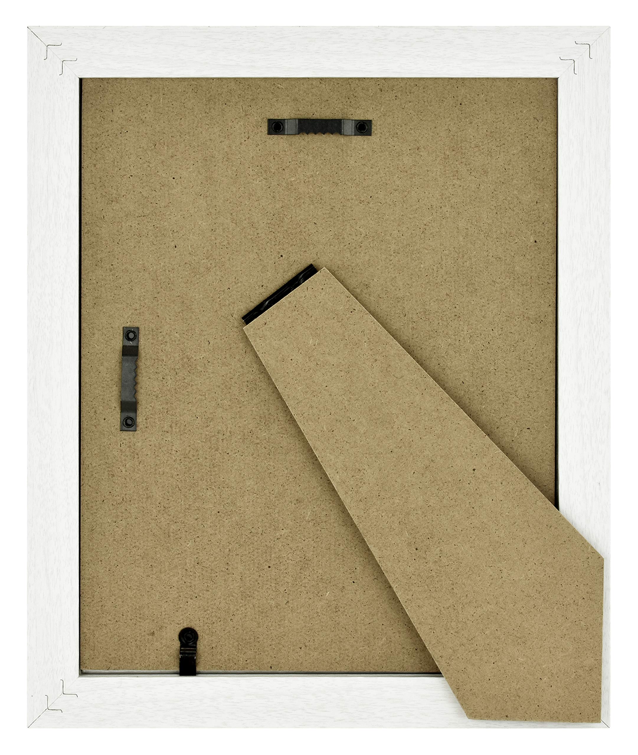 MCS Studio Gallery 8x10 Picture Frame White Woodgrain, Vertical & Horizontal Wall Hanging & Easel for Tapletop Display, Rectangle Photo Frame for Photos, Posters & Art Prints (2-Pack)