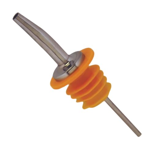 Spill-Stop 285-60 Tapered Pourer Dispenser, Metal Spouts for Liquor Bottle Pourer with Poly-Cork, Orange, 12 Units