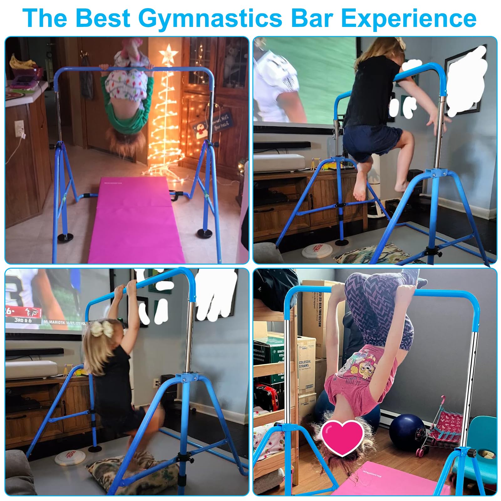 RAVS Gymnastics Bar for Kids with Swing Set Gymnastics Bars for Home 9 Levels Adjustable Height Gymnastics Training Bar Kip Bar Children Junior Monkey Bars Max Load 200LBS