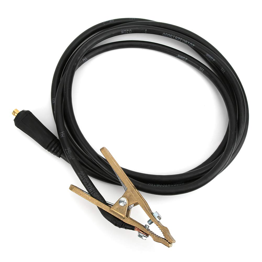 Welding Ground Clamp Lead Assembly, TIG Plasma A Type Grounding Clip 260A Welding Brass Ground Clamp MMA ARC Welder Earth Clamp 3Meter 25mm²
