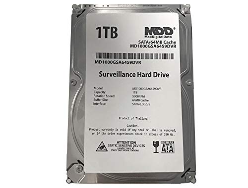 MaxDigitalData 1TB 64MB Cache 5900PM SATA 6.0Gb/s 3.5" Internal Surveillance CCTV DVR Hard Drive (MD1000GSA6459DVR) - w/ 2 Year Warranty