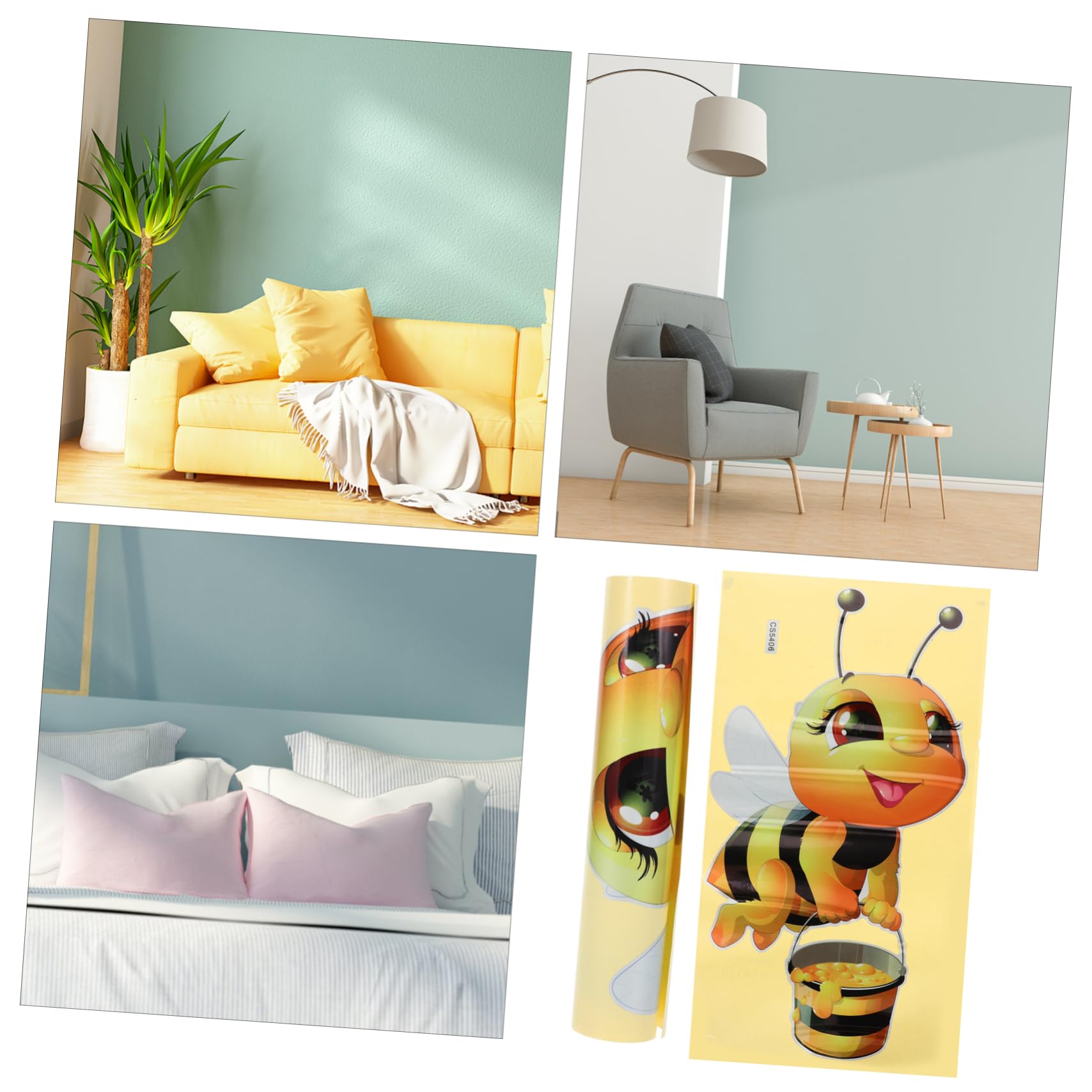 Toddmomy 2Pcs Bee Wall Stickers Bumblebee Decor Removable Mural Decals Honey Bee Clings for Kids Bedroom Nursery Playroom Decorations