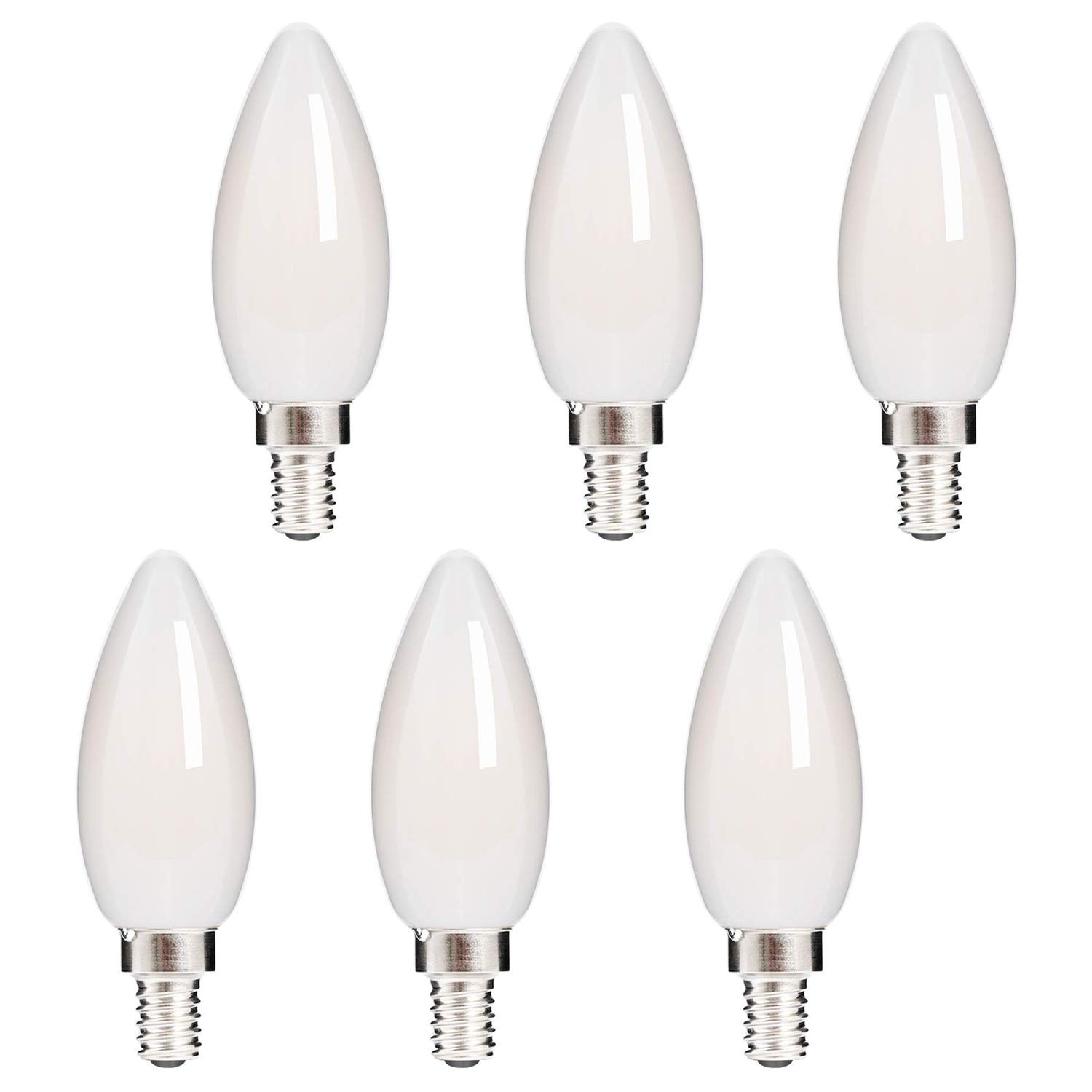 NSL Lighting E12 LED Bulb, Candelabra Bulb 40W Equivalent LED Chandelier Bulb, Dimmable LED Bulb Warm White 2700K LED Filament Bulb, Milk White Glass 4W 300 Lumens 360 Beam Angle, UL Listed, 6 Pack
