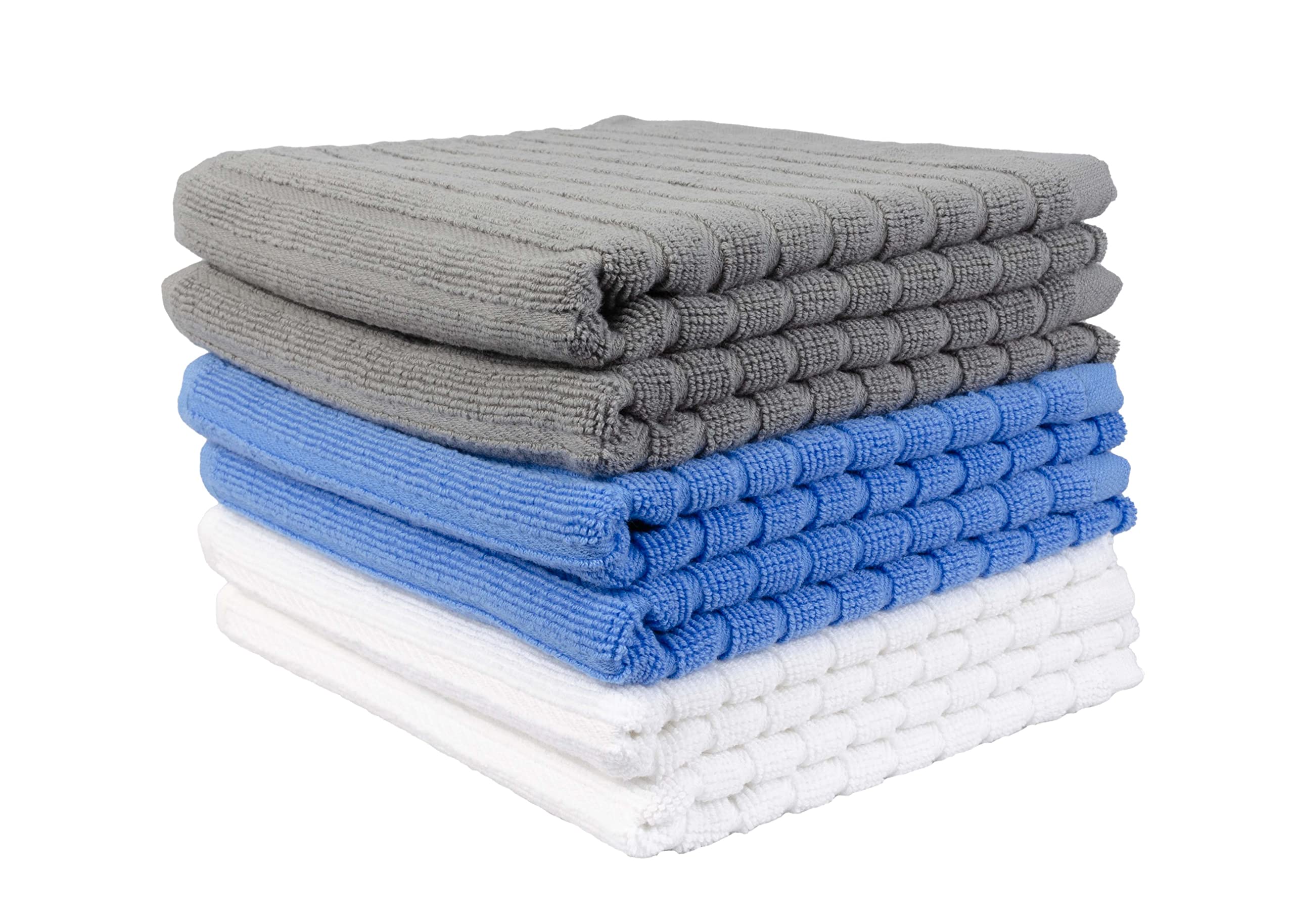 otinom 100% Cotton Terry Kitchen Dish Hand Towels - 6-Pack, 28 X 15 inches, 480 GSM