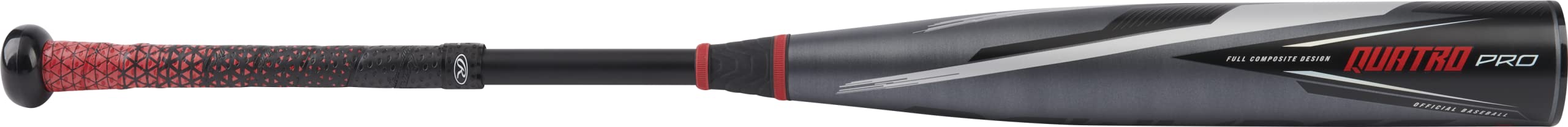 Rawlings Quatro Pro 2022 BBCOR 2 5/8" 2 Piece Composite Baseball Bat Drop -3, Black/Grey/Red, 32"/22oz