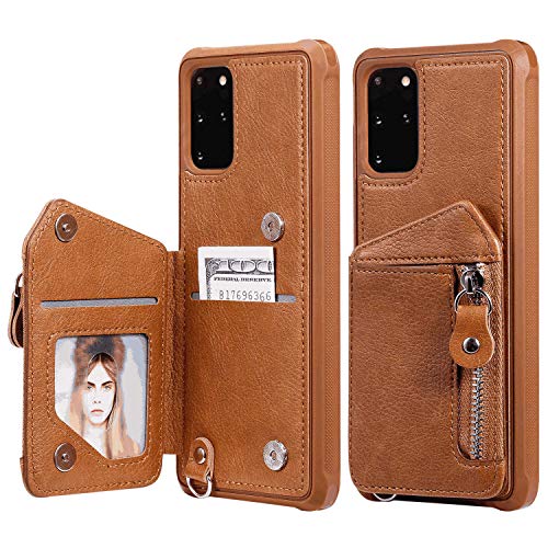 TemplarMoon Flip Case Fit for Samsung Galaxy S9 Plus, Kickstand Card Holders Extra-Protective Brown Leather Cover Wallet for Samsung Galaxy S9 Plus