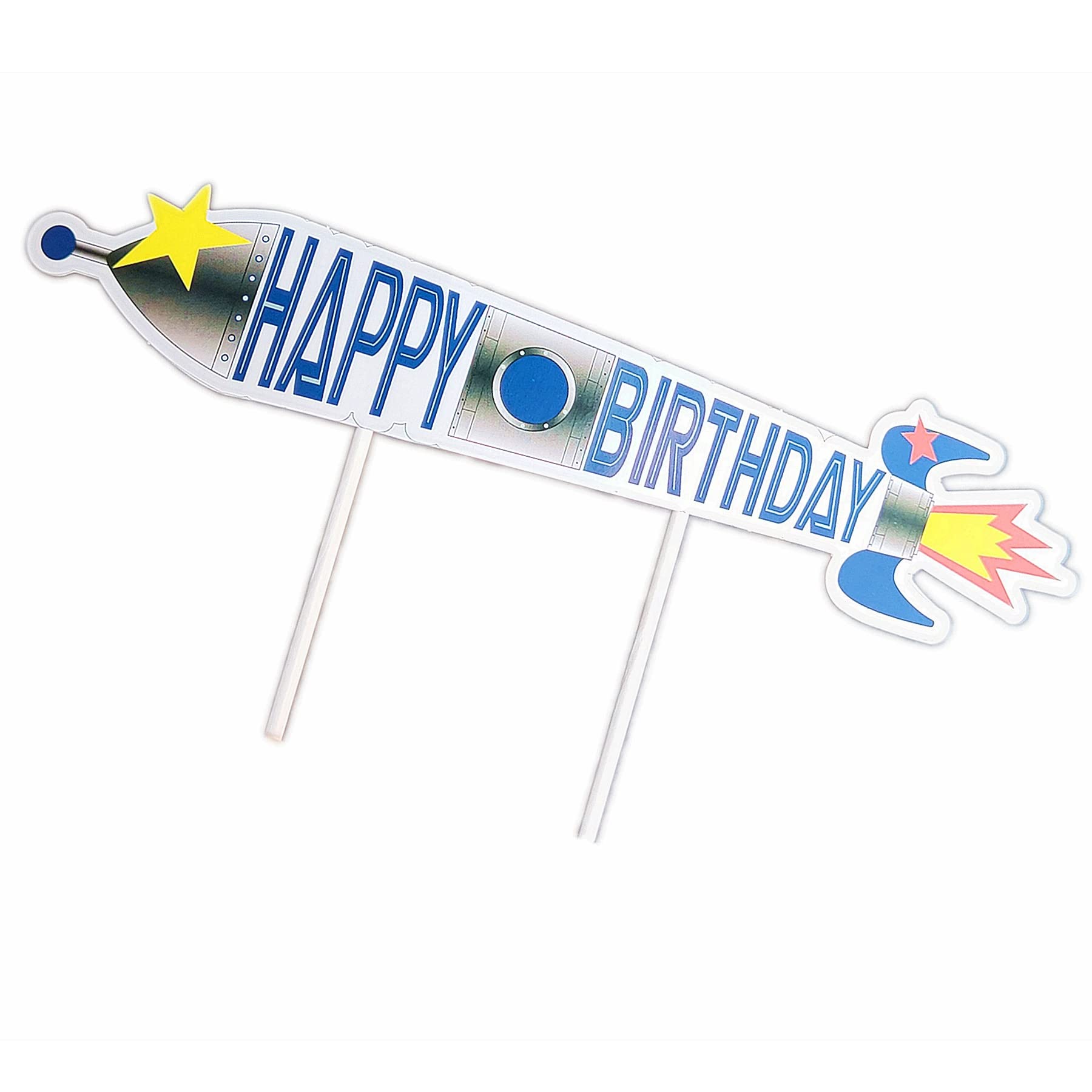 Space Themed Birthday Party Banner and Cake Decorations Kit Solar System Outer Space Galaxy Rocket Blast Off Astronaut Birthday Party Decorations for Kids Birthday Universe Baby Shower Party