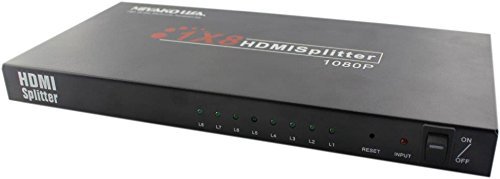 MIYAKO HDMI Splitter 1 in 8 Out, Four Ways HDMI Splitter Supports 3D, 4K x 2K @30HZ, Full HD 1080P, Support Two TVs or Multi Monitor Adapter at Same Time
