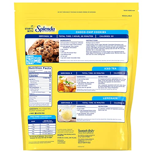 SPLENDA No Calorie Sweetener, Granulated Sugar Substitute, Resealable Twin Pack Bags, 25.22 Ounce (Each Pouch: 12.61 oz)