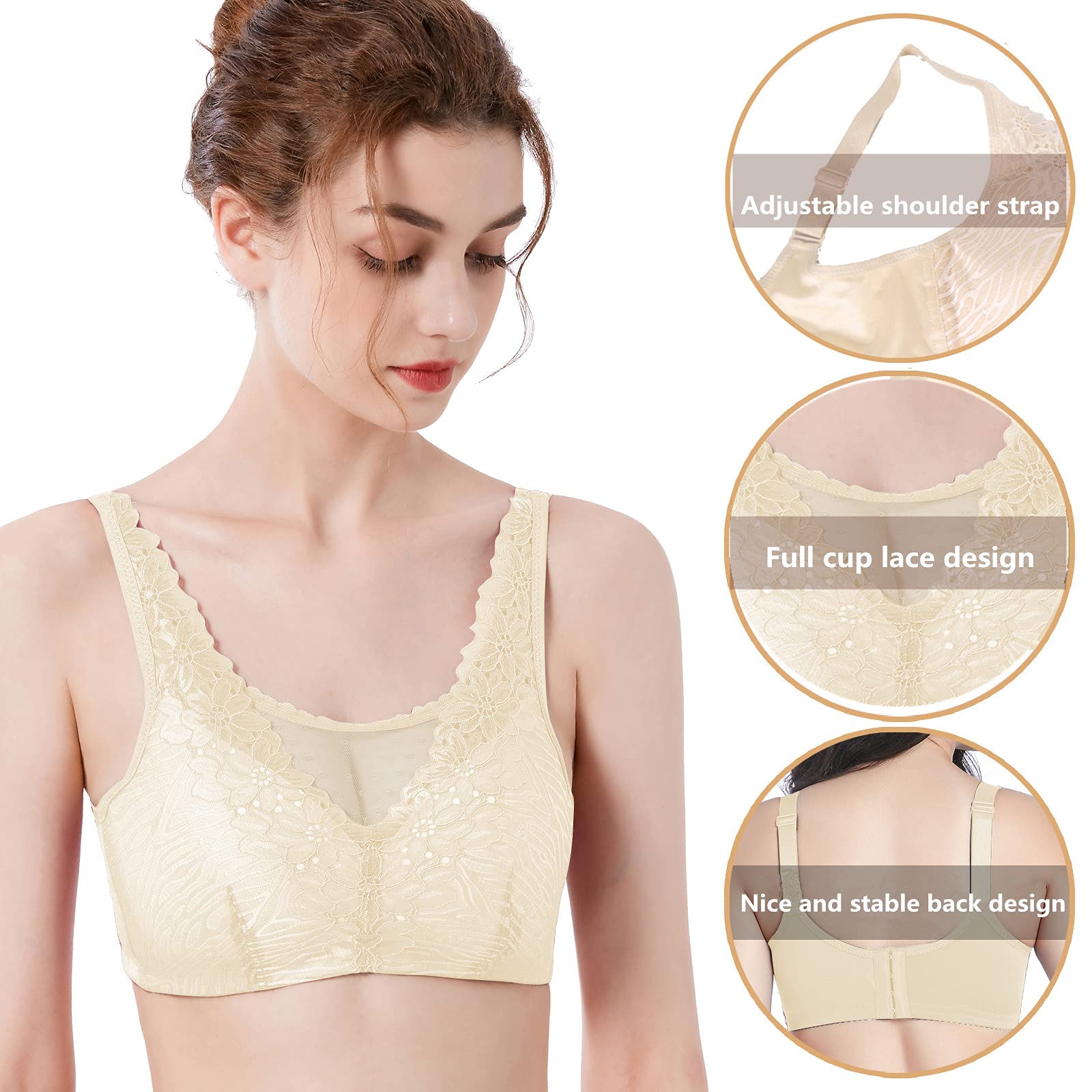 Mastectomy Bra for Women with Pockets for Prosthesis Mastectomy Silicone Breast Prosthesis Women (38/85C, beige)