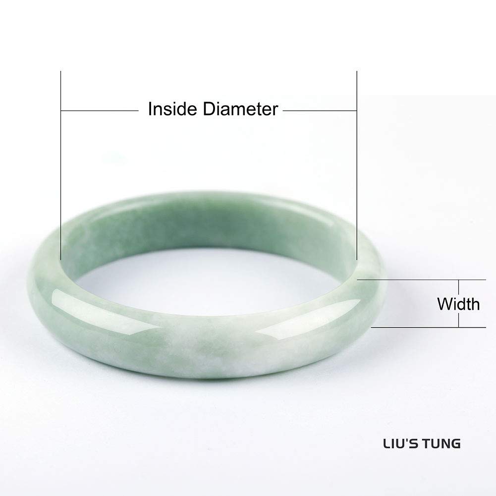 LIU'S TUNG Natural Jade Bangle Bracelet for Women Handcrafted Girls' Jade Jewelry with Gift Box (Medium Size: 60mm-62mm Inner Diameter)
