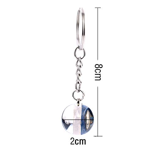 Lucky Clover Keychain Four Leaf Clover Glass Ball Double Side Pendant Metal Keyring Lucky Jewelry Gift, Green