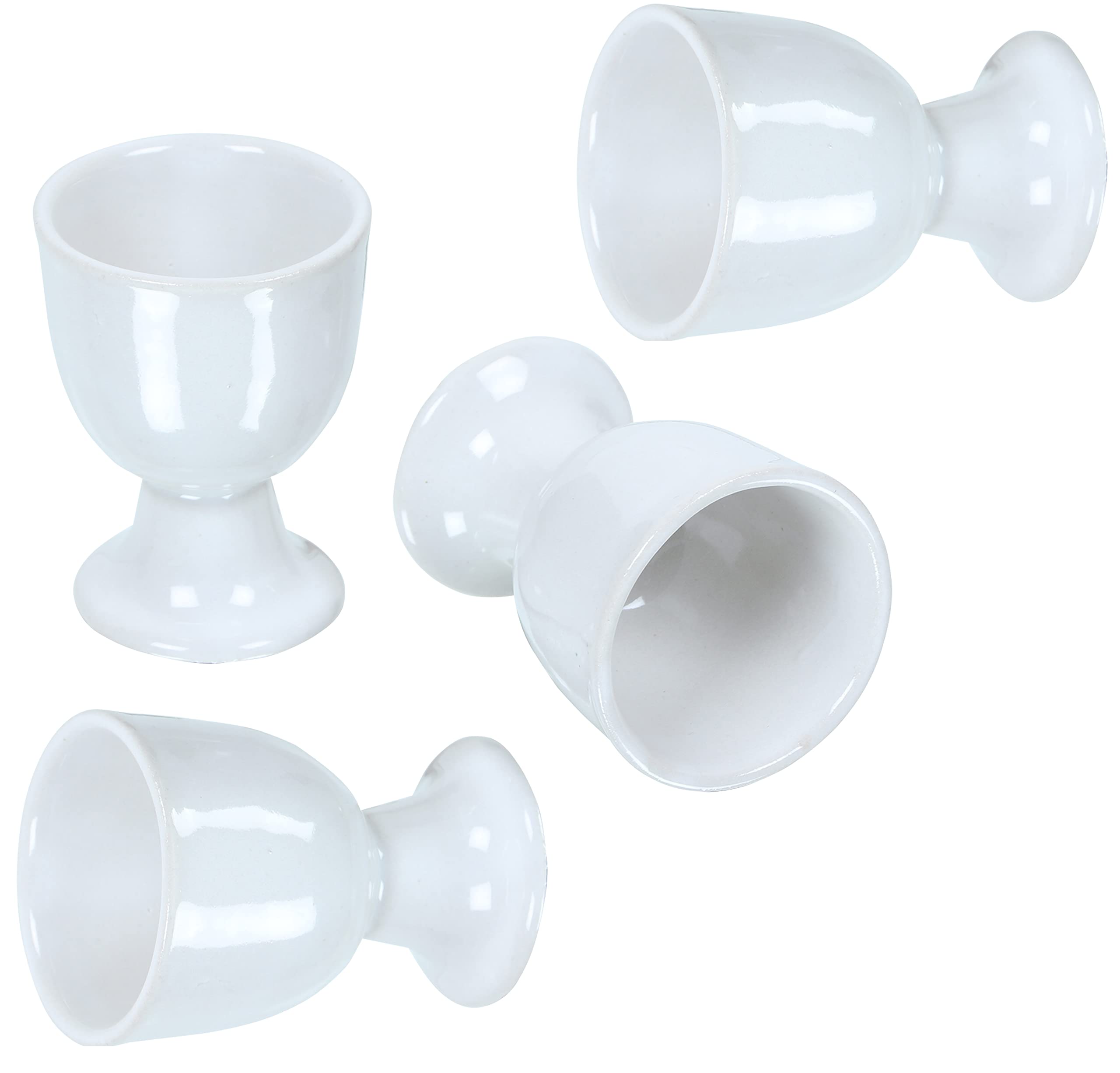 Soft Boiled Egg Holder | Ceramic Egg Cup Set | Ceramic Egg Holder Pottery Housewarming Gift set of 4 (White)