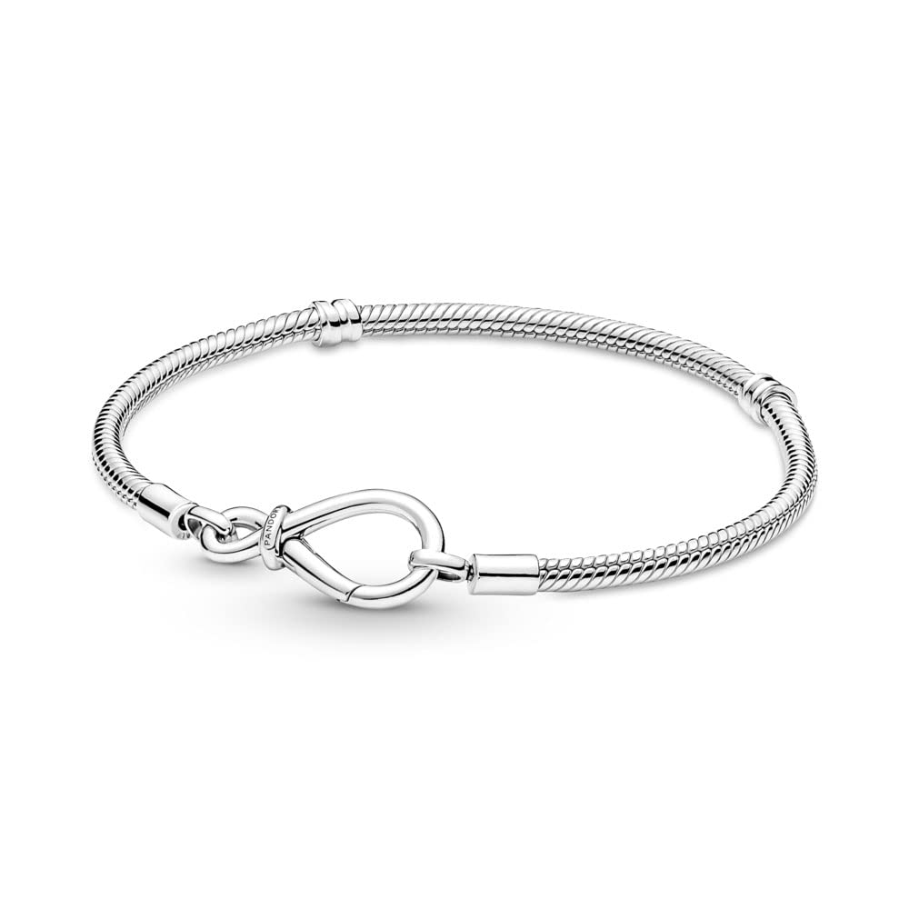Pandora Moments Infinity Knot Snake Chain Bracelet - Compatible Moments Charms - Sterling Silver Charm Bracelet for Women - Gift for Her - 23 cm, No Gift Box