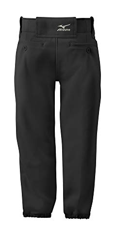 Mizuno Adult Women's Belted Piped Fastpitch Softball Pant, Black-White, Large