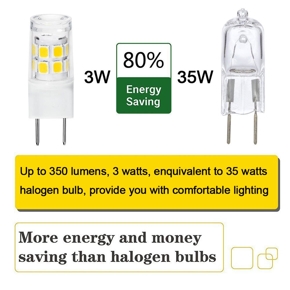NAY G8 LED Light Bulb 3 Watts Daylight White - G8 Base Bi-pin Xenon JCD Type LED 120V 20W Halogen Replacement Bulb for Under Counter Kitchen Lighting, Under-Cabinet Light.Pack of 5(5, G8 Daylight)